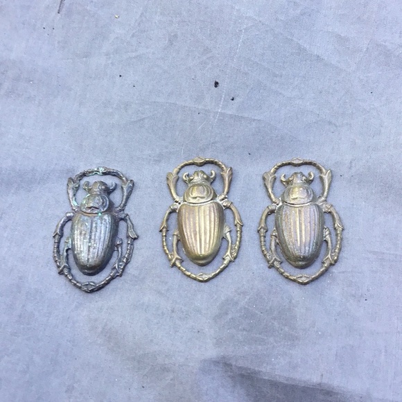 Unique Vintage | Other | Three Metal Scarab Pieces Different Shades ...